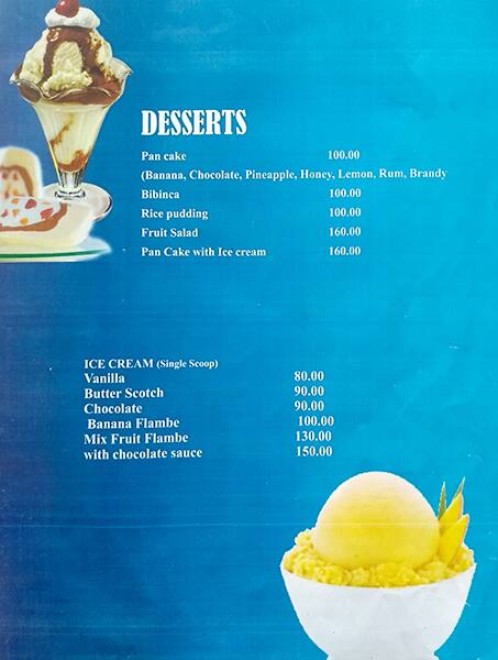 Menu at Hot Stuff, Margao