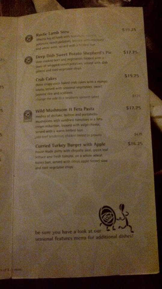 Menu at The Dish Bistro restaurant, Edmonton