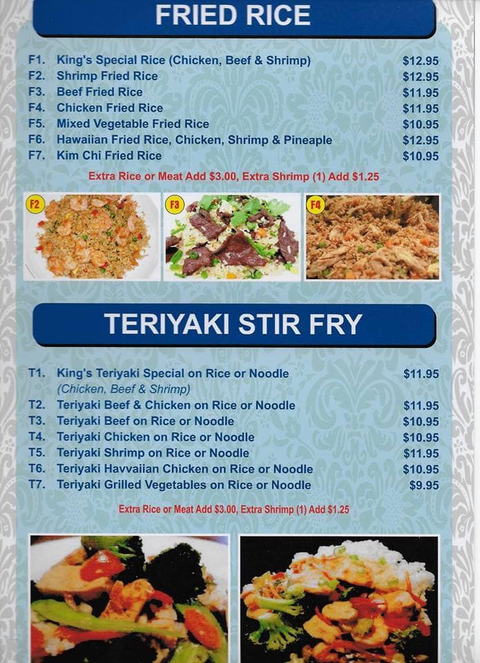 Menu at Pho King (Alberta Avenue) restaurant, Edmonton