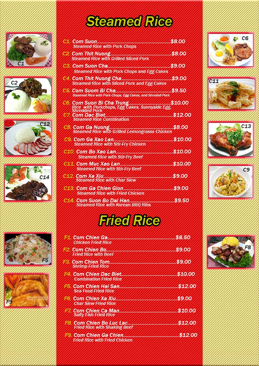 Menu at Pho 9 restaurant, Killeen, 921 W Veterans Memorial Blvd #101
