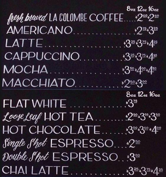 Menu at Tableau @PAFA cafe, Philadelphia