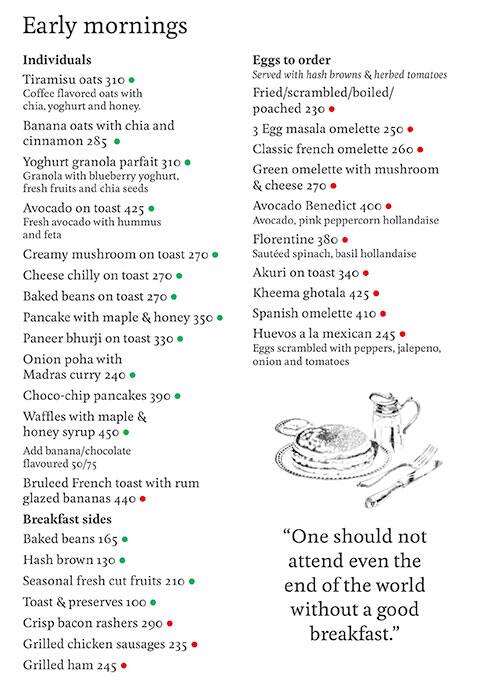 Menu of Mockingbird Cafe Bar, Churchgate, Mumbai