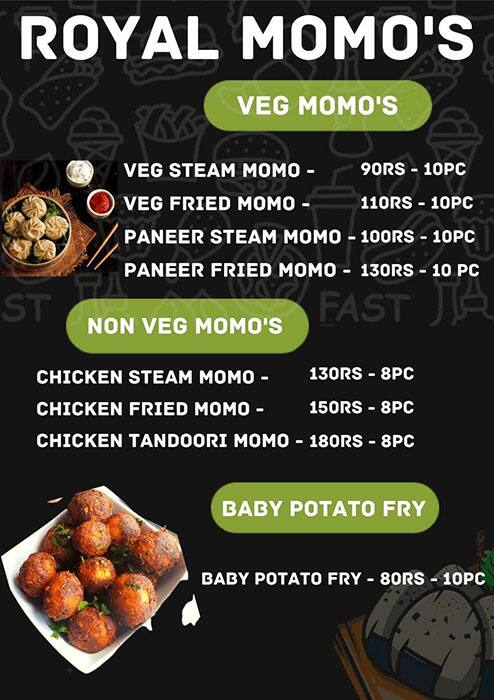 Menu of Royal Momos, Sainikpuri, Secunderabad