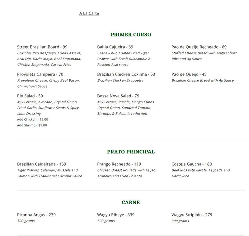 Menu of Fogueira Restaurant & Lounge - Sheraton The Walk, Jumeirah ...