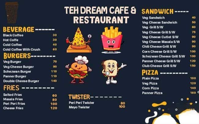 Menu of The Dream Cafe & Restaurant, Sinhgad Road, Pune