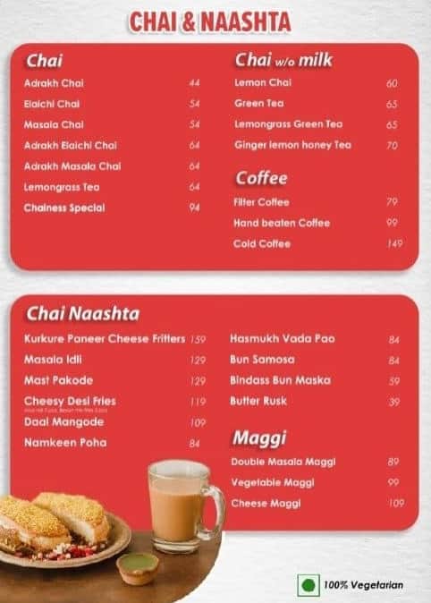 Menu of Chainess, Civil Lines, Agra