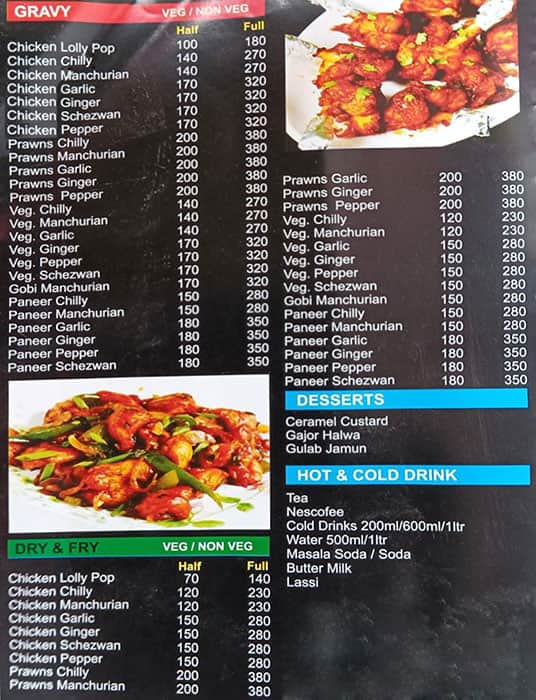 Menu of Apsara Restaurant, Pali Hill, Bandra West, Mumbai