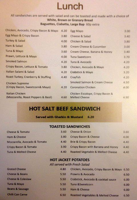 Menu at Bonito Cafe, Enfield