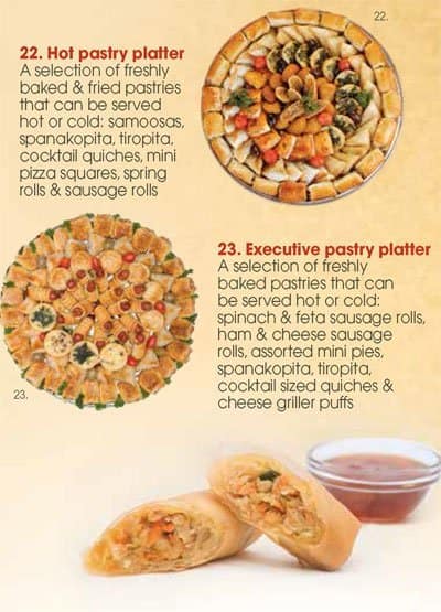 Menu at Fournos Bakery, Pretoria