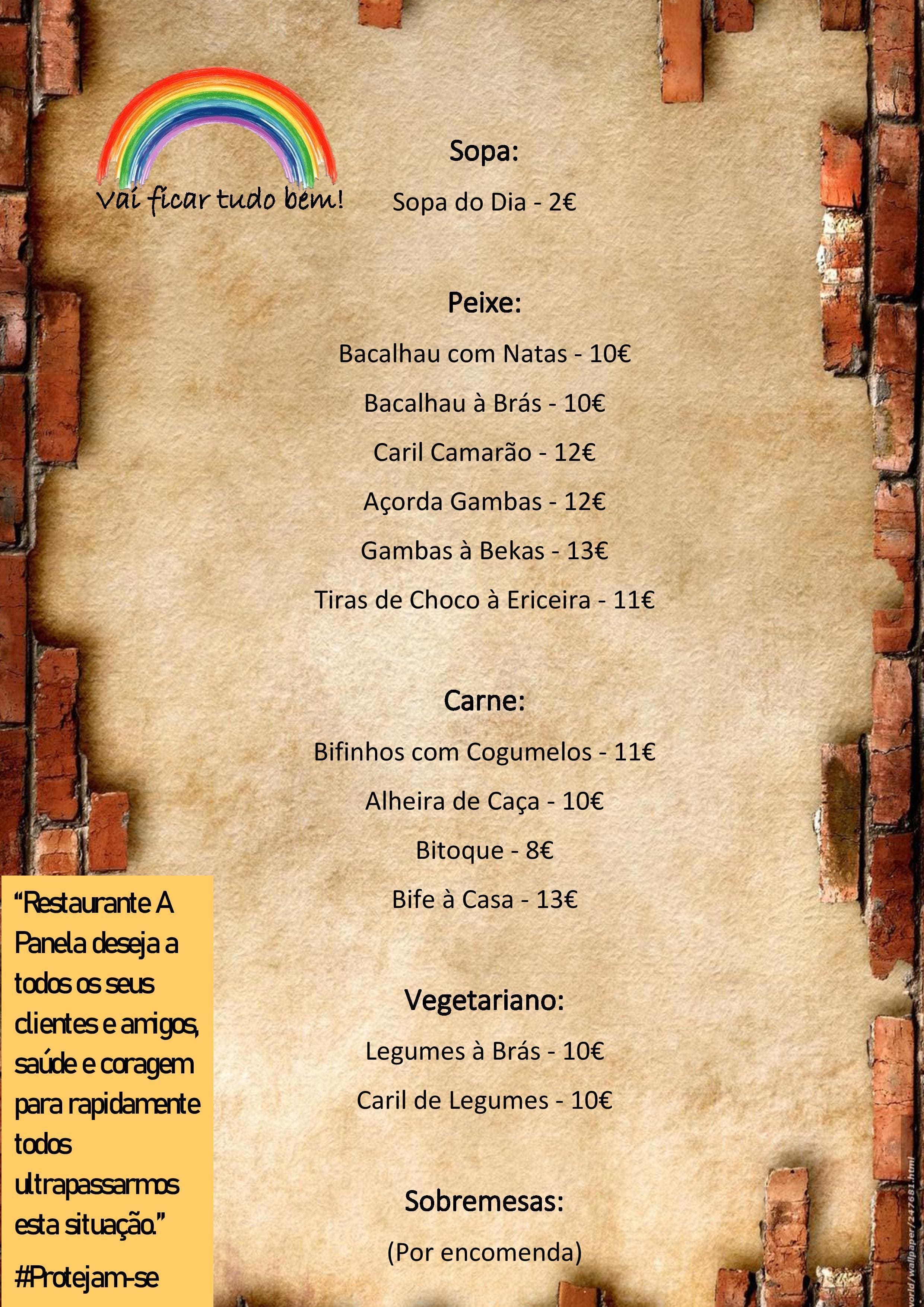 Menu at Restaurante "A Panela", Ericeira