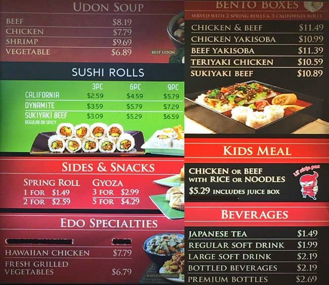 Menu at Edo Japan - Grill and Sushi - Brampton Shoppers world ...