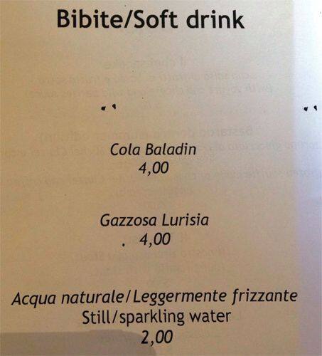 Carta del pub y bar Bir & Fud, Roma