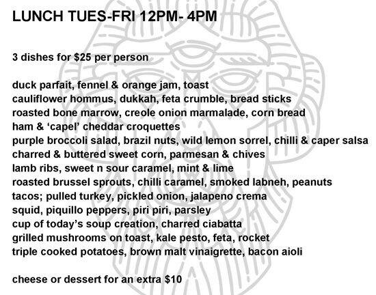 Menu at Young George restaurant, East Fremantle