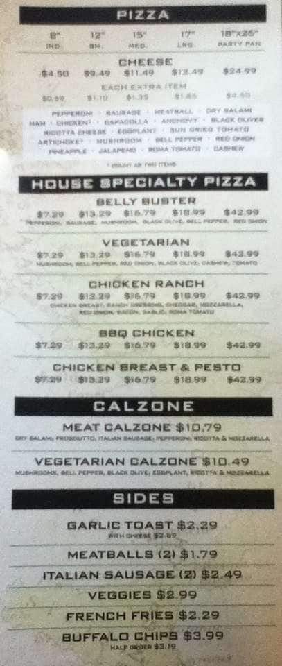 Menu at Lascari's Italian restaurant, Whittier, Lambert Rd