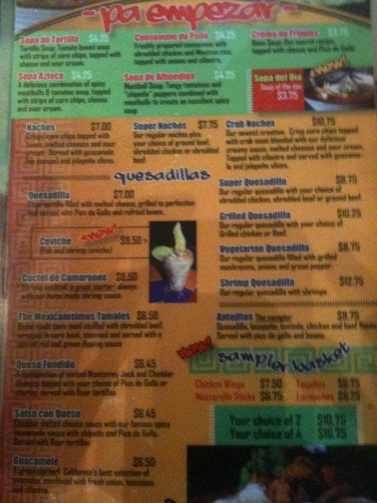 Carta de El Rancho Grande Mexican Restaurant Kendall, The Crossings