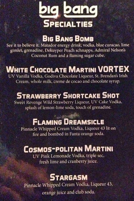 Menu at Big Bang Bar, Austin, 415 E 6th St