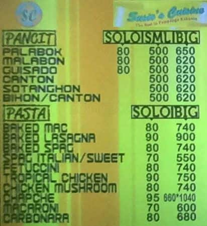 Susie's Cuisine Menu, Menu for Susie's Cuisine, Tomas Morato, Quezon ...