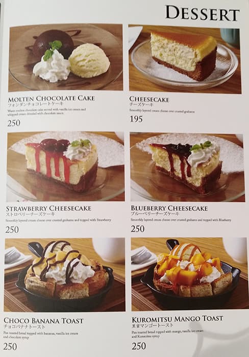 Menu at YAYOI restaurant, Taguig