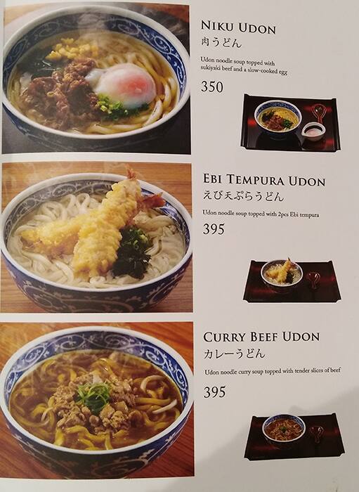 Menu at YAYOI restaurant, Taguig