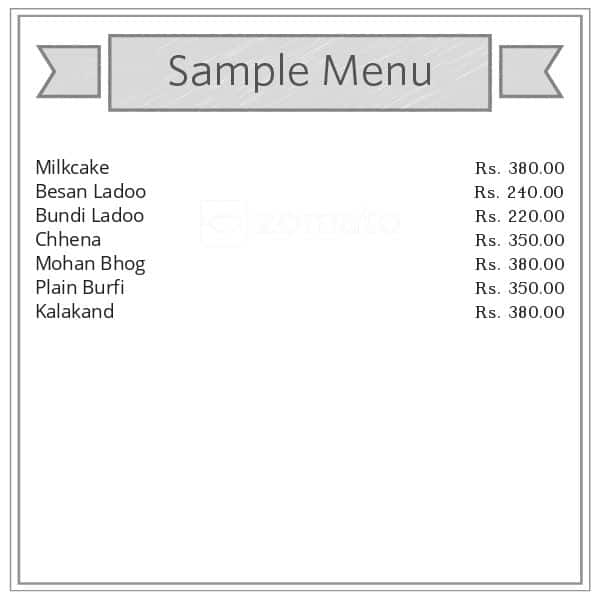 Menu of Gogia Sweets, Geeta Colony, New Delhi
