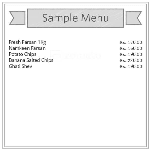 Menu of Maha Laxmi Farsan Mart, Juhu, Mumbai