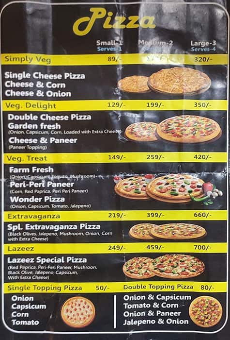 Menu of Destine's Dough Pizza, Sector 62, Noida