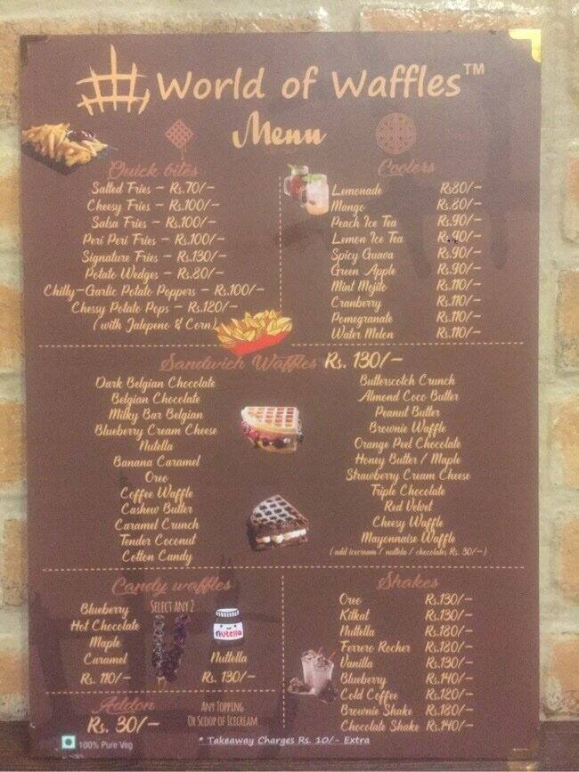 Menu at World Of Waffles, Mumbai, 76 Xth Central Mall