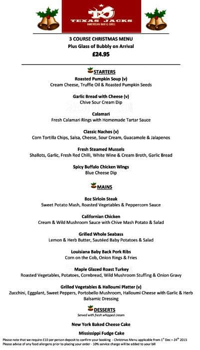 Menu at Texas Jacks pub & bar, Bromley