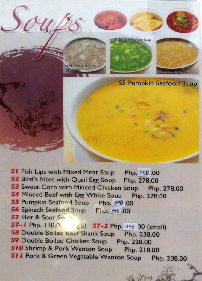 Menu at Tian Pao Wan restaurant, Quezon City, 78 N. Roxas Street