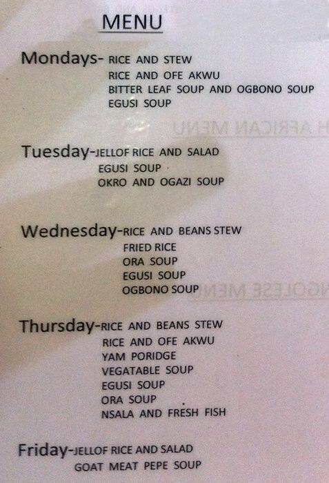 Menu at Nnamex Pan African Restaurant, Randburg