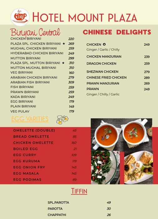 Menu at Mount Cafe, Chennai, 101