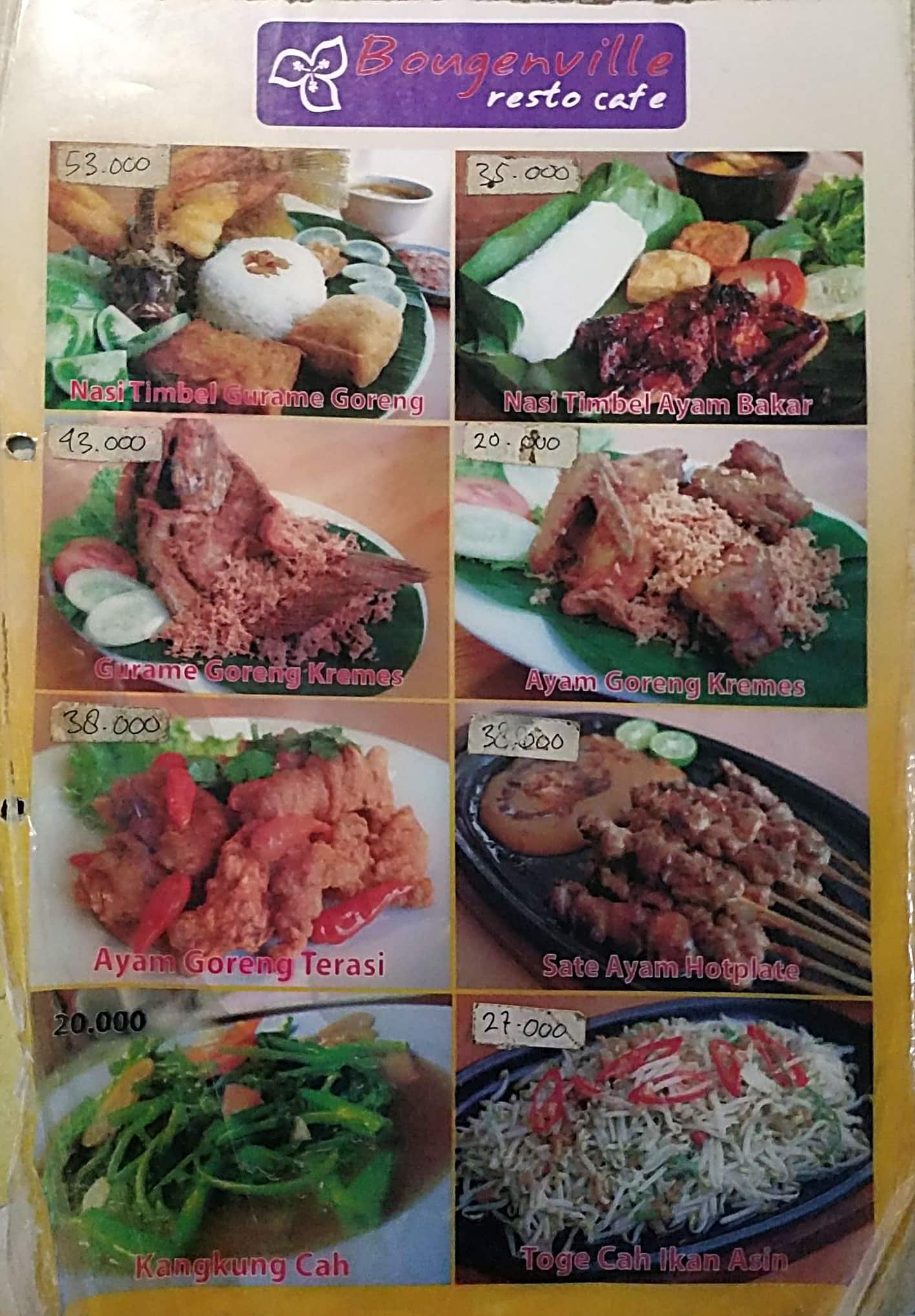 Menu at Bakmi Bintang Gading restaurant, Jakarta, Ruko Green Ville