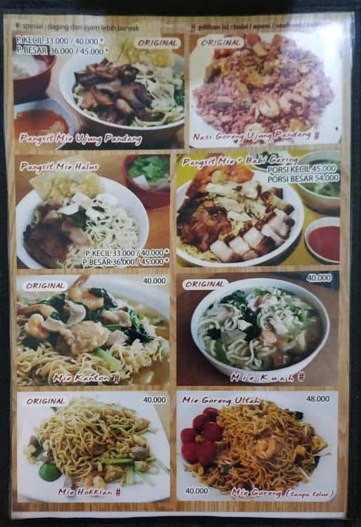 Menu at Bakmi Bintang Gading restaurant, Jakarta, Ruko Green Ville