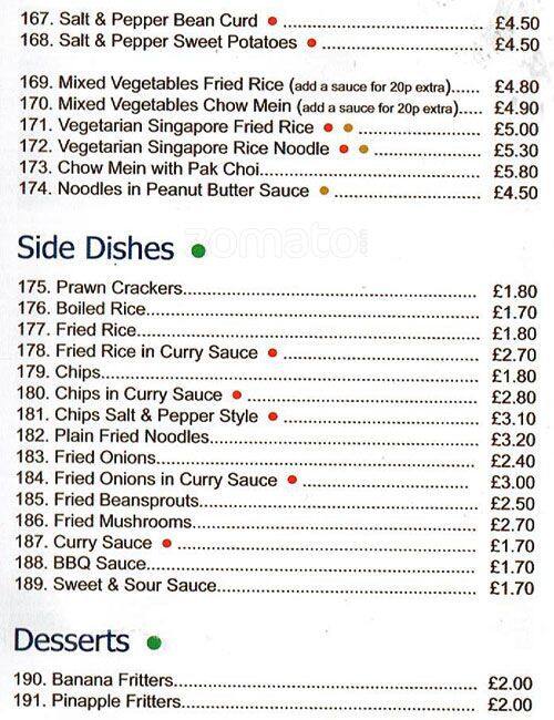 Menu at Wok Inn Express restaurant, Edinburgh