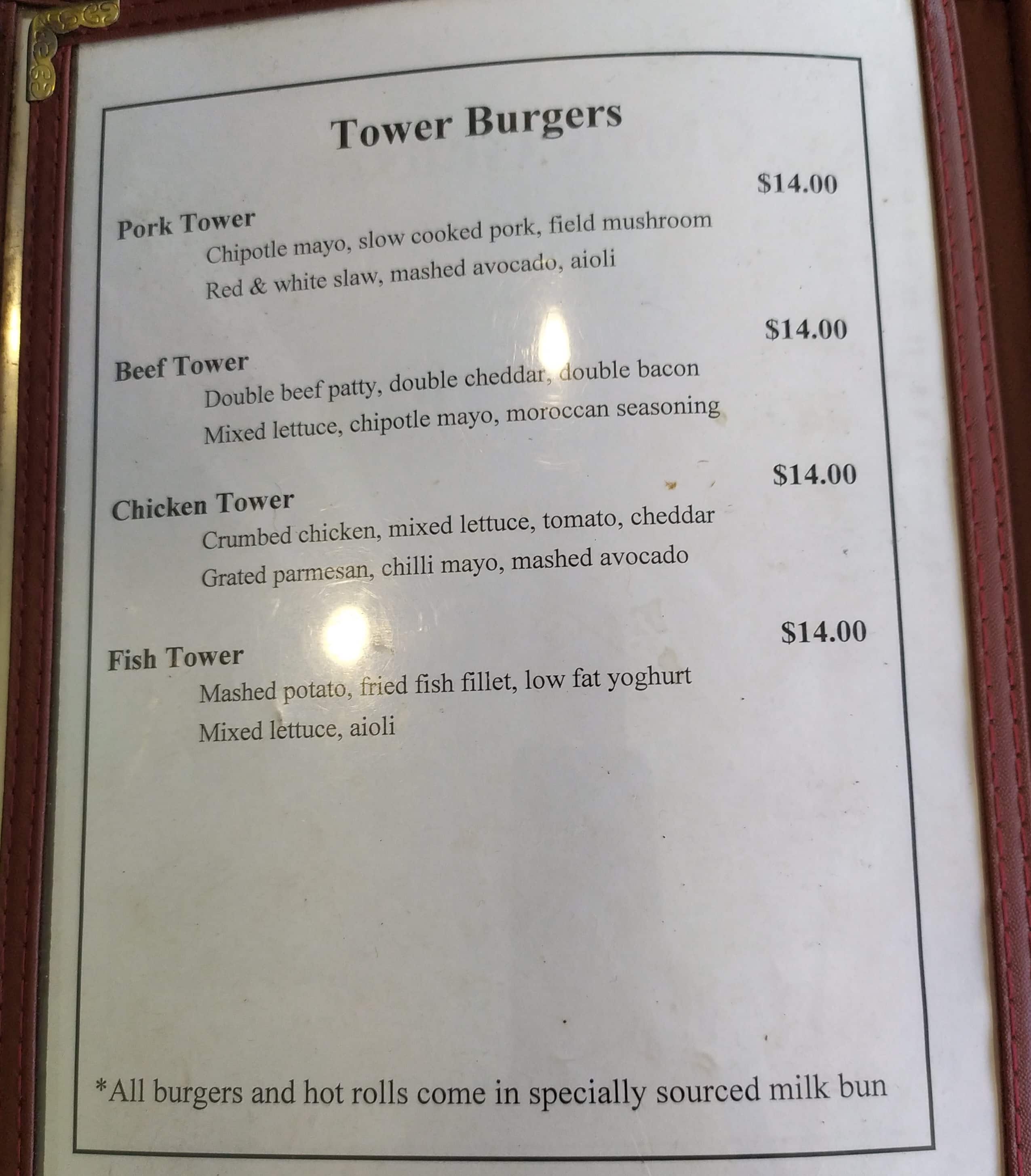 Menu at Cloris Gourmet restaurant, Botany