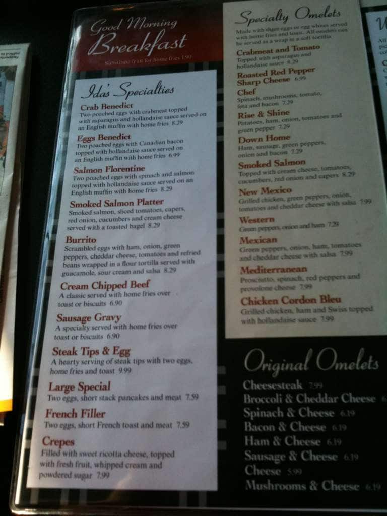 Ida's Cafe Menu, Menu for Ida's Cafe, Lancaster, Lancaster - Urbanspoon ...