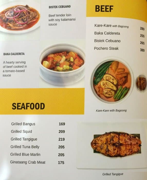Menu at Chika-an Sa Cebu restaurant, Cebu City, 42 Salinas Dr