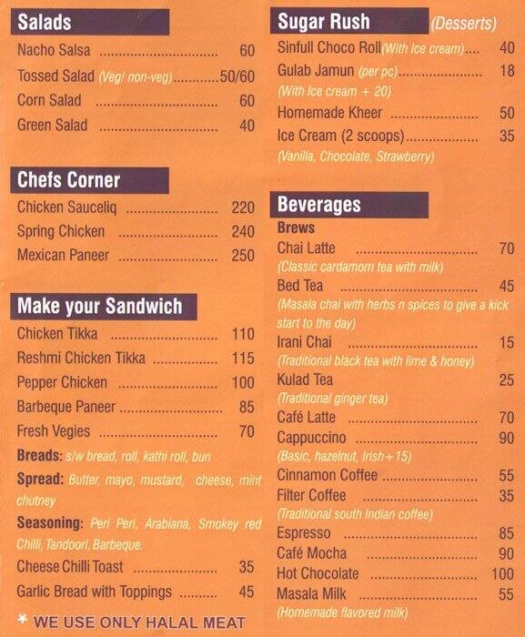 Menu at Cafe n More, Mumbai, 200-202