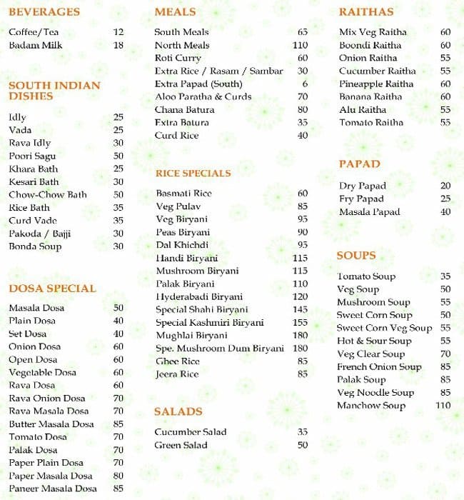 Savi Sagar Menu, Menu for Savi Sagar, Jalahalli, Bangalore - Zomato