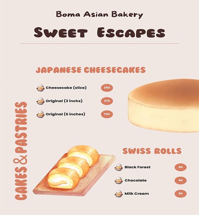 Menu of Boma Asian Bakery, Park Street Area, Kolkata