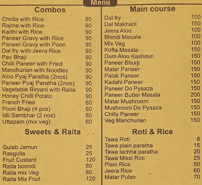 Menu of Just Dad Kitchen, Indira Nagar, Lucknow