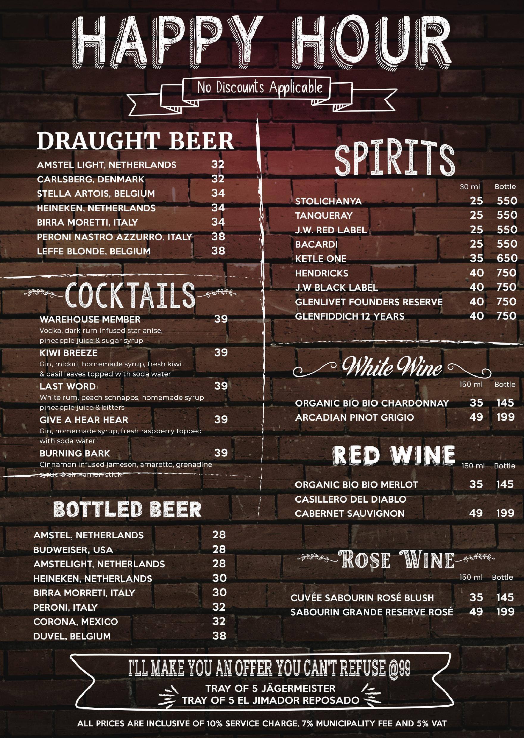 Menu of Warehouse - Le Méridien Dubai Hotel & Conference Centre, Al ...