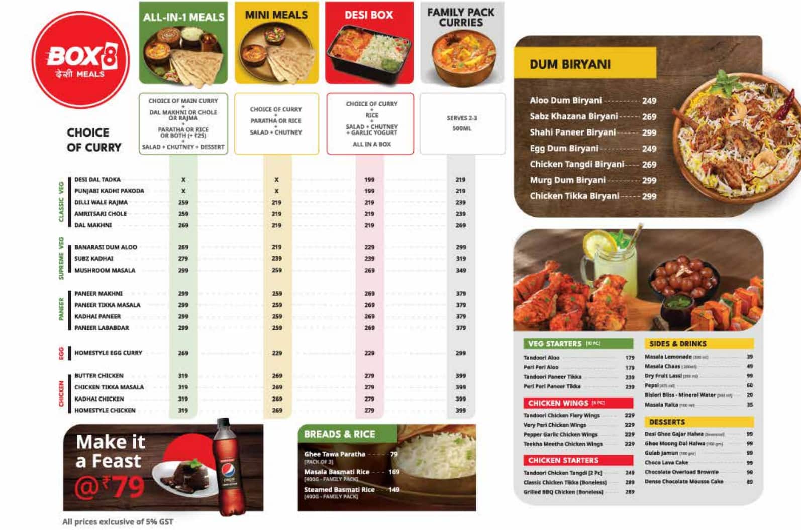 Menu of BOX8 - Desi Meals, New Town, Kolkata