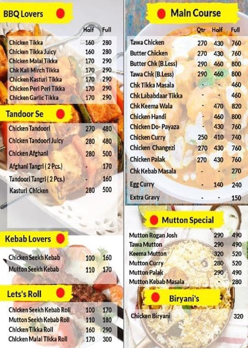 Menu of The Flying Kebab, Preet Vihar, New Delhi