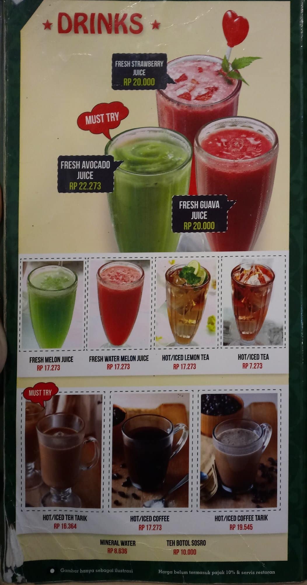 Menu at Mister baso restaurant, Jakarta, Tamini Square