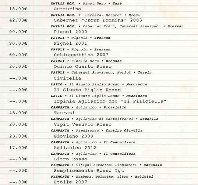 Menu at Litro pub & bar, Rome