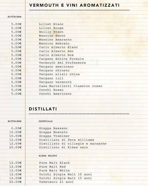 Menu at Litro pub & bar, Rome