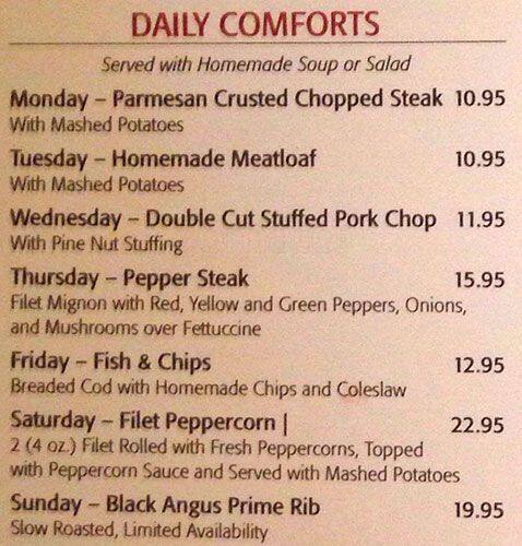 Menu at Jameson's Charhouse steakhouse, Skokie, Skokie Blvd