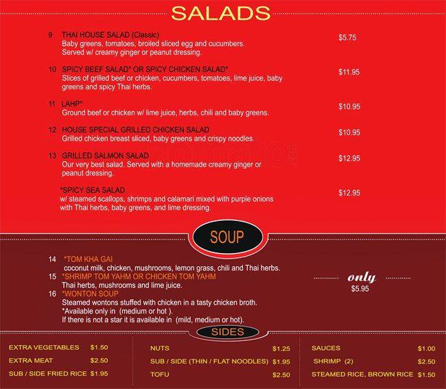 Menu at Chan Thai Restaurant, Dallas