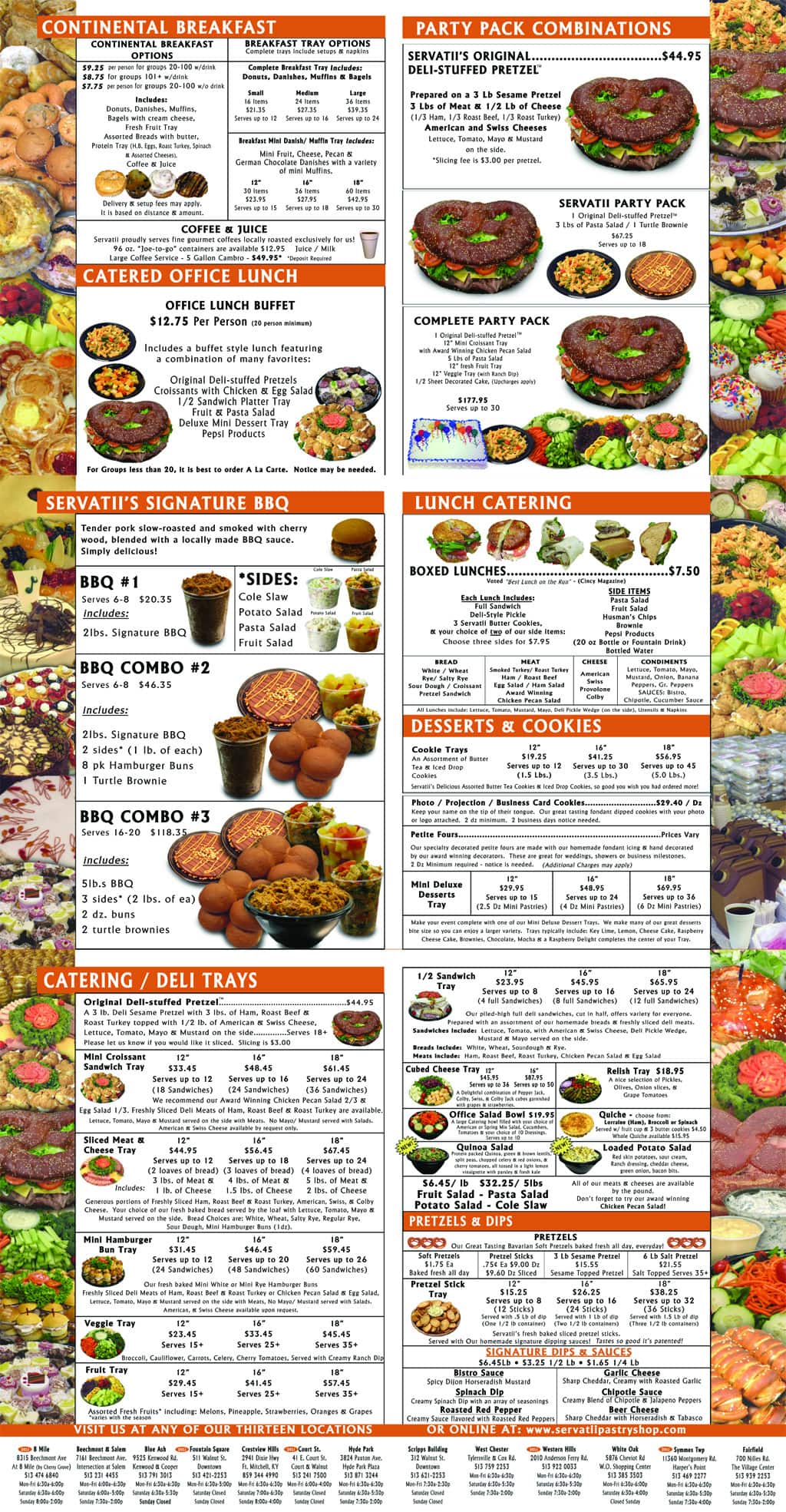 Menu at Servatii Anderson desserts, Cincinnati, Beechmont Ave